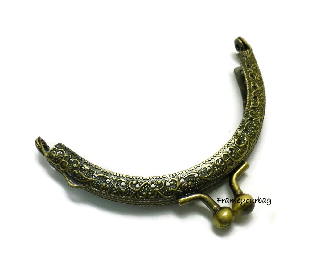 1 X Purse Frame 8.5 Cm/3.35in Round Antique Brass Colour Fancy One Loop ...