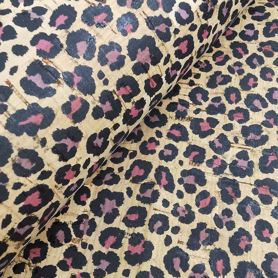 Portuguese Cork Fabric Sheet, Cute Purple Panter Pattern on Rustic Cork ...