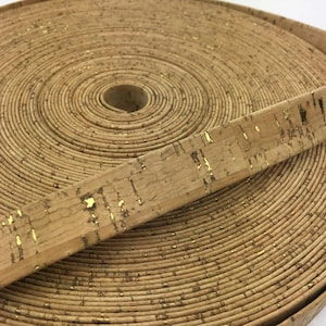 20mm Golden Cork Strap, 1 Meter/ 39 in - Flat Cork Leather Cord Natural ...