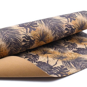 Cork Leather Portuguese Cork Fabric Tropical Pattern - Etsy