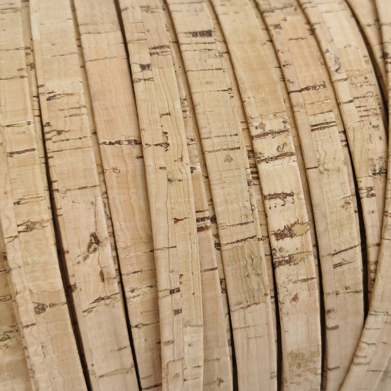 1 Meter/ 39 in - Flat Cork Leather Cord Rústic Natural- 10mm X 2mm ...