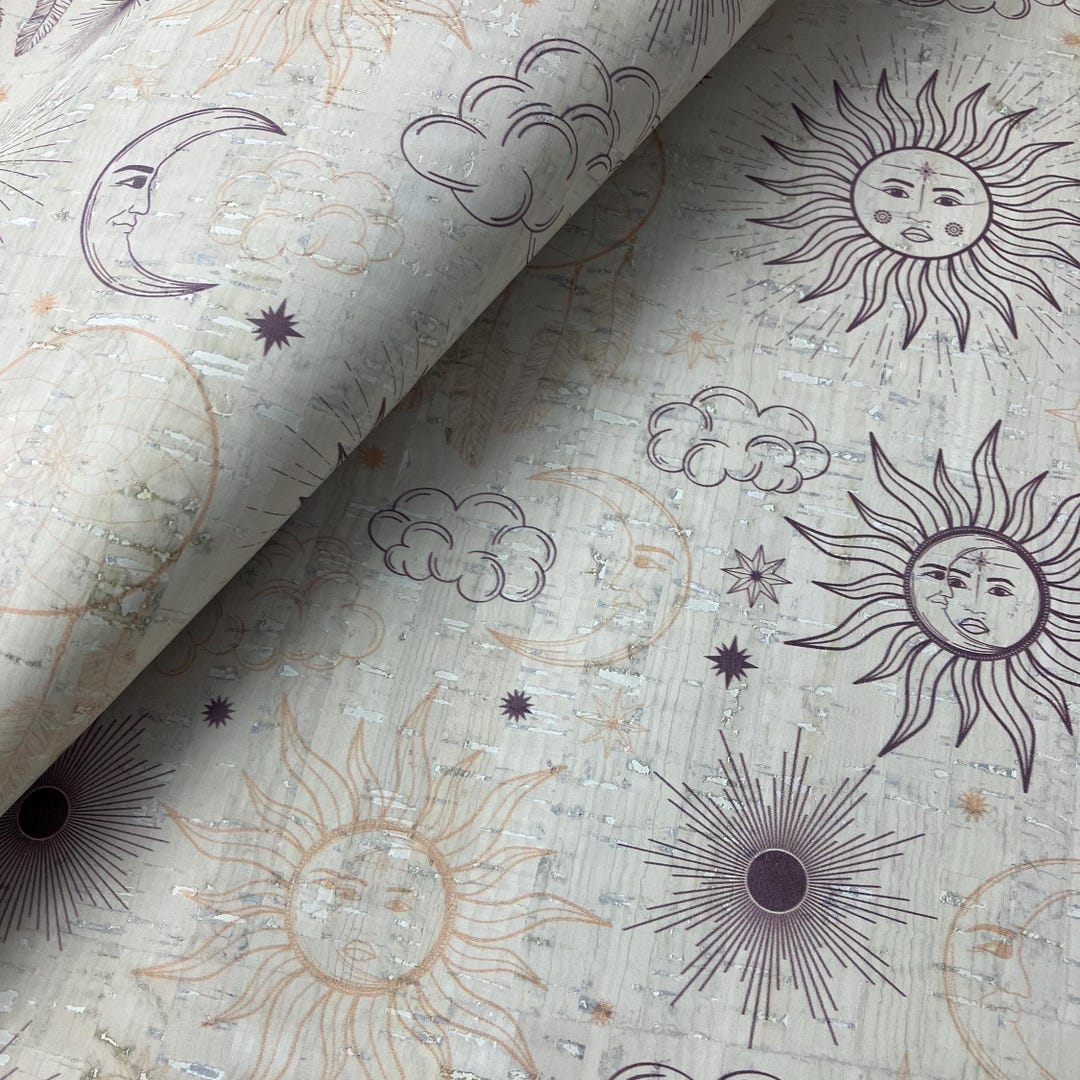 Dream Catcher Printed Pattern on White Rustic Cork Fabric 68x50cm / 26. ...