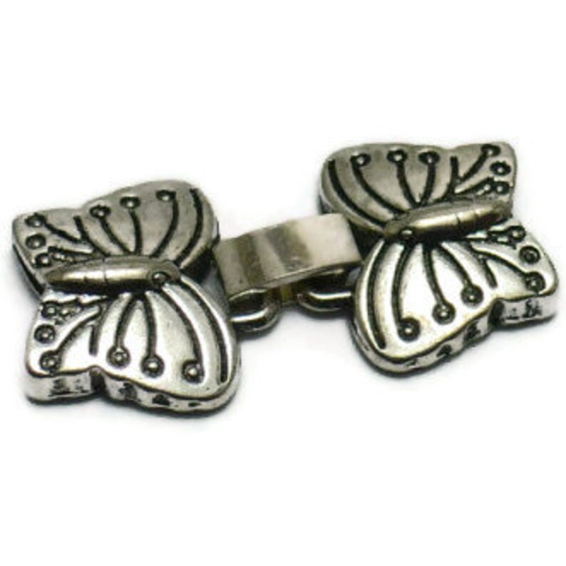2 Zamak Clasps Butterfly Antique Silver for Flat Leather ZK350 - Etsy