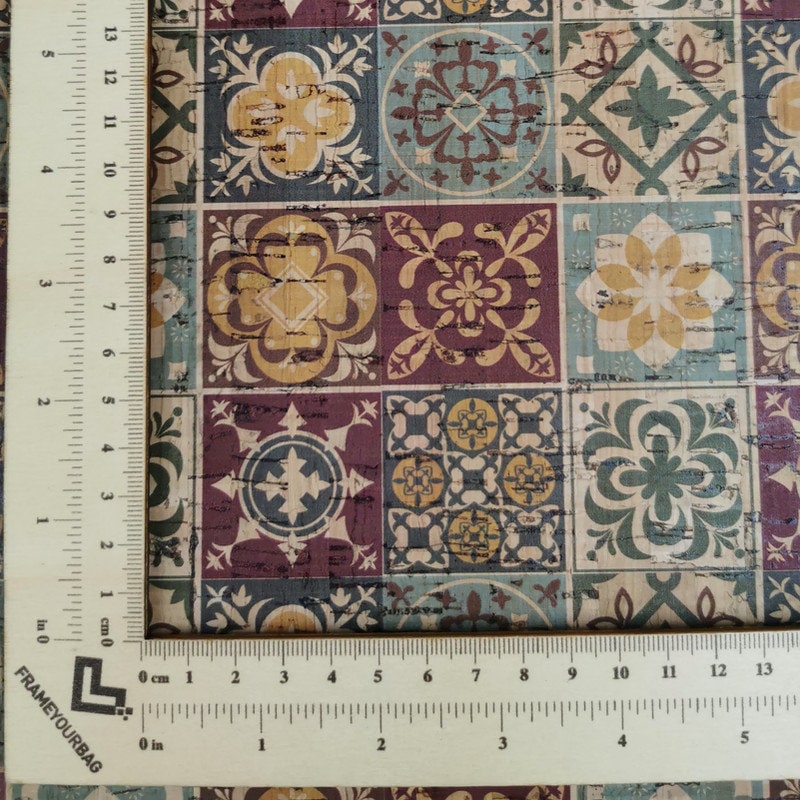 Portuguese cork fabric Printed pattern 68x50cm / | Etsy
