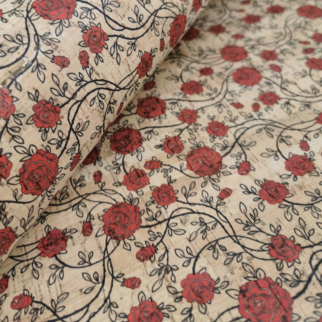 Portuguese Cork Fabric, Red Roses Cork 68x50cm / 26.77''x19.69'', (25 ...