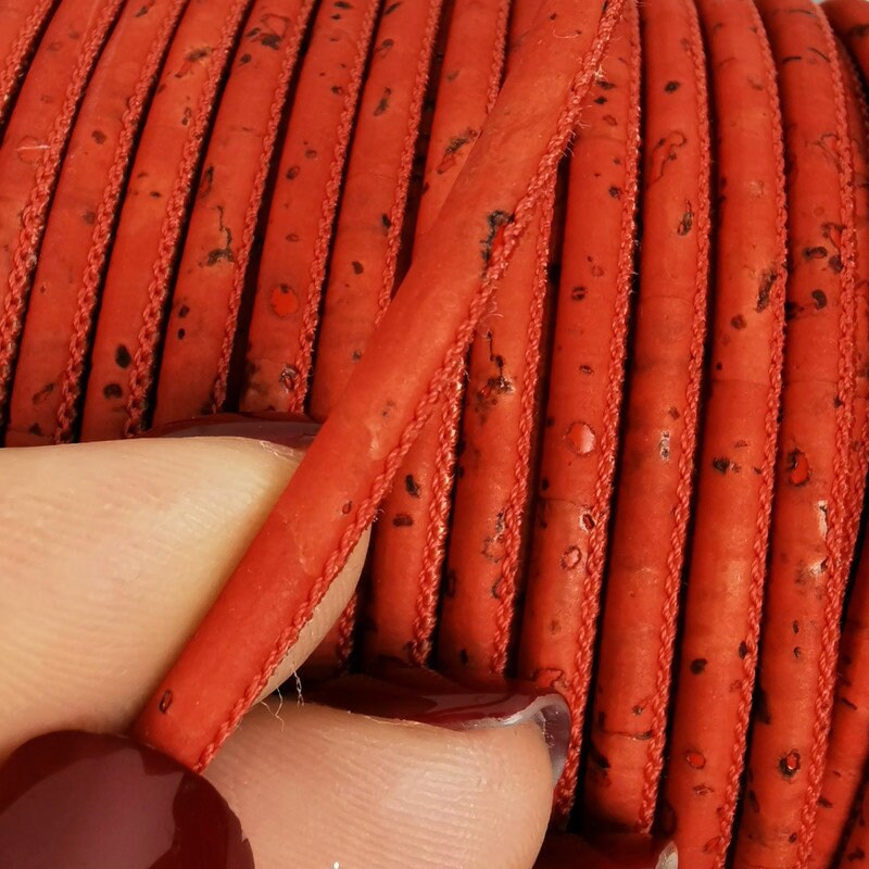 Cork Cord 1 meter/ 39 in 3 mm Genuine Cork Cord CORAL | Etsy