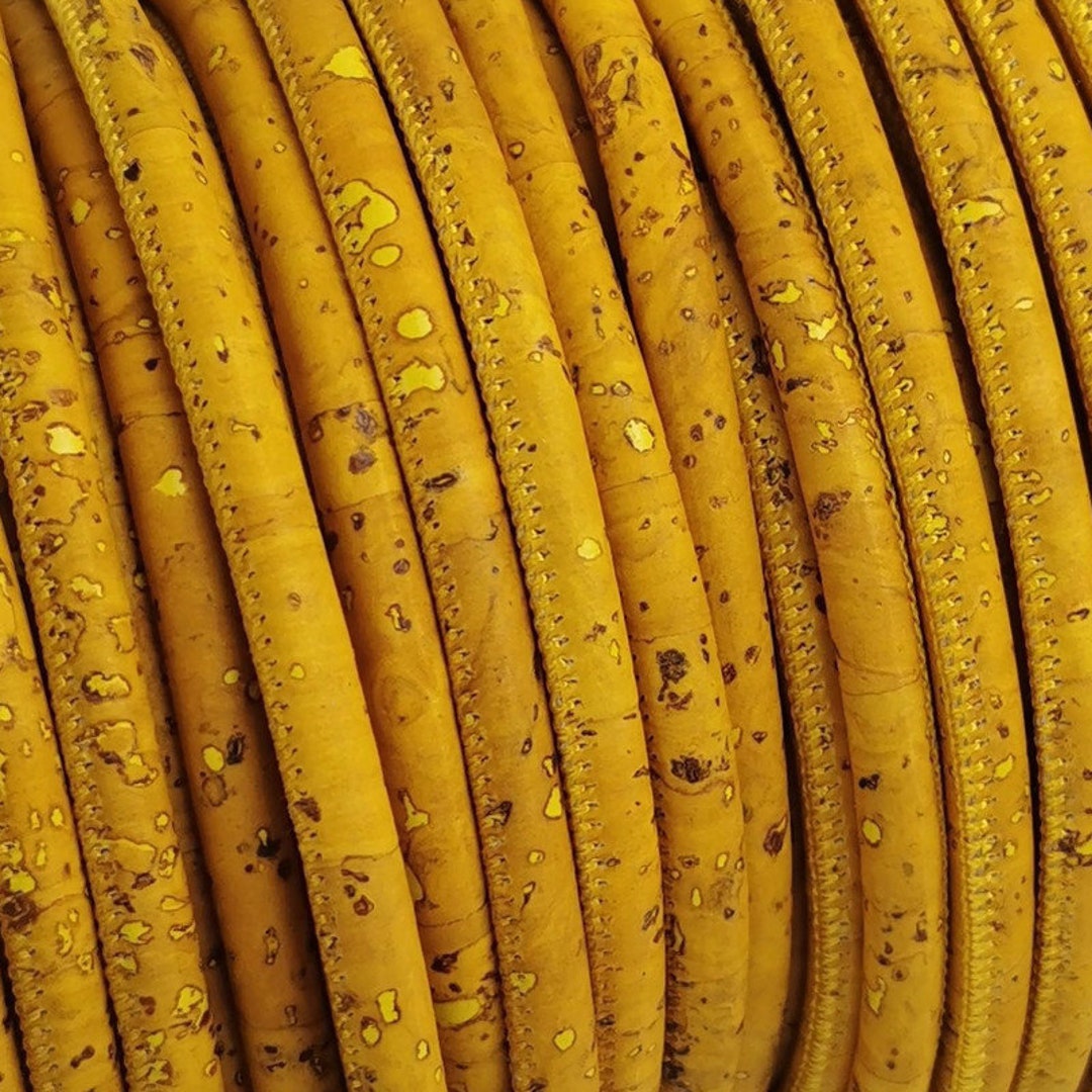 5mm Yellow Cork Fabric Cord, 1m Portuguese Cork 5mm Cord, Yellow Color ...