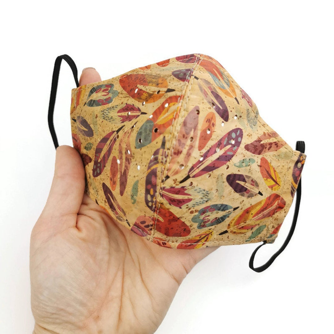 Face Mask With Filter Tribal Feathers Cork Fabric Face Mask - Etsy