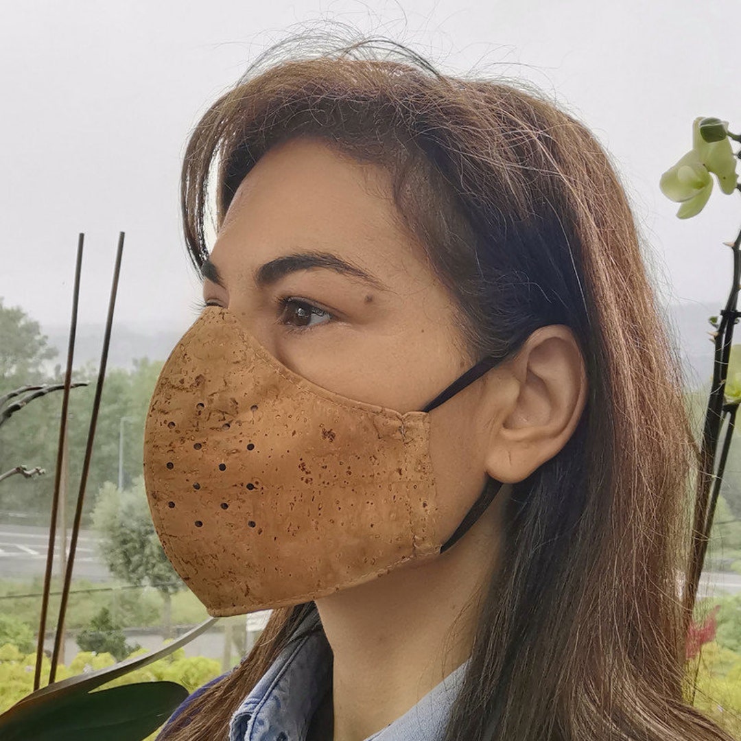 Protective Face Mask With Filter , Cork Fabric Face Mask Reusable, Made ...