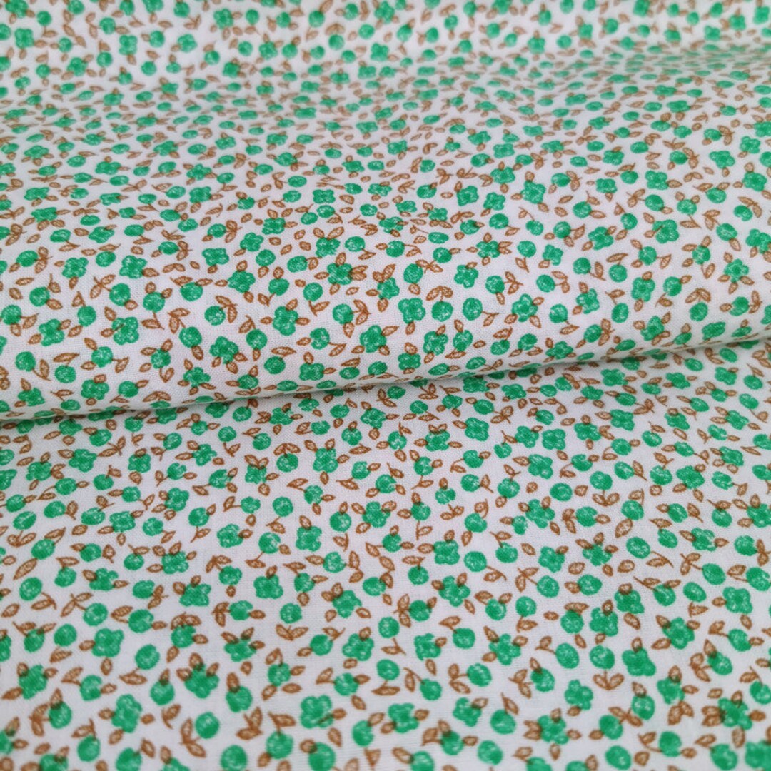 Green Flowers Cotton Fabric by the Yard - Green/brown Floral Flowers ...