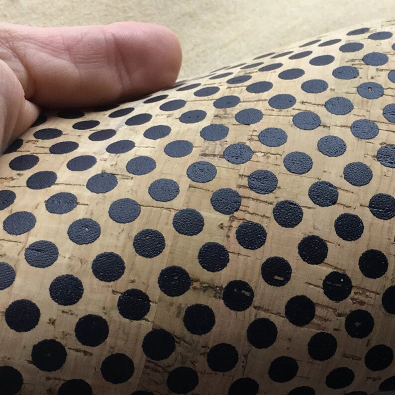 Cork Fabric Black Dots Print Cork Ecofriendly Made in - Etsy