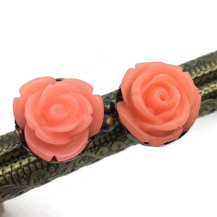 Purse Frame 8.5cm Metal Purse Frame With Salmon Flower - Etsy