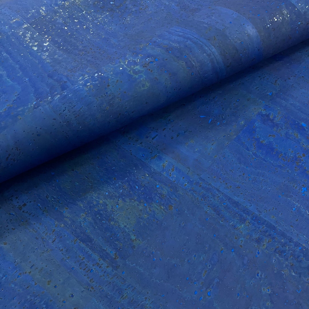 68x50cm Royal Blue Portuguese Cork Fabric, Royal Blue Cork Leather 26. ...