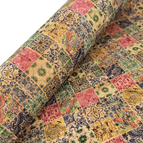 Portuguese Cork Fabric Printed Pattern 68x50cm / | Etsy