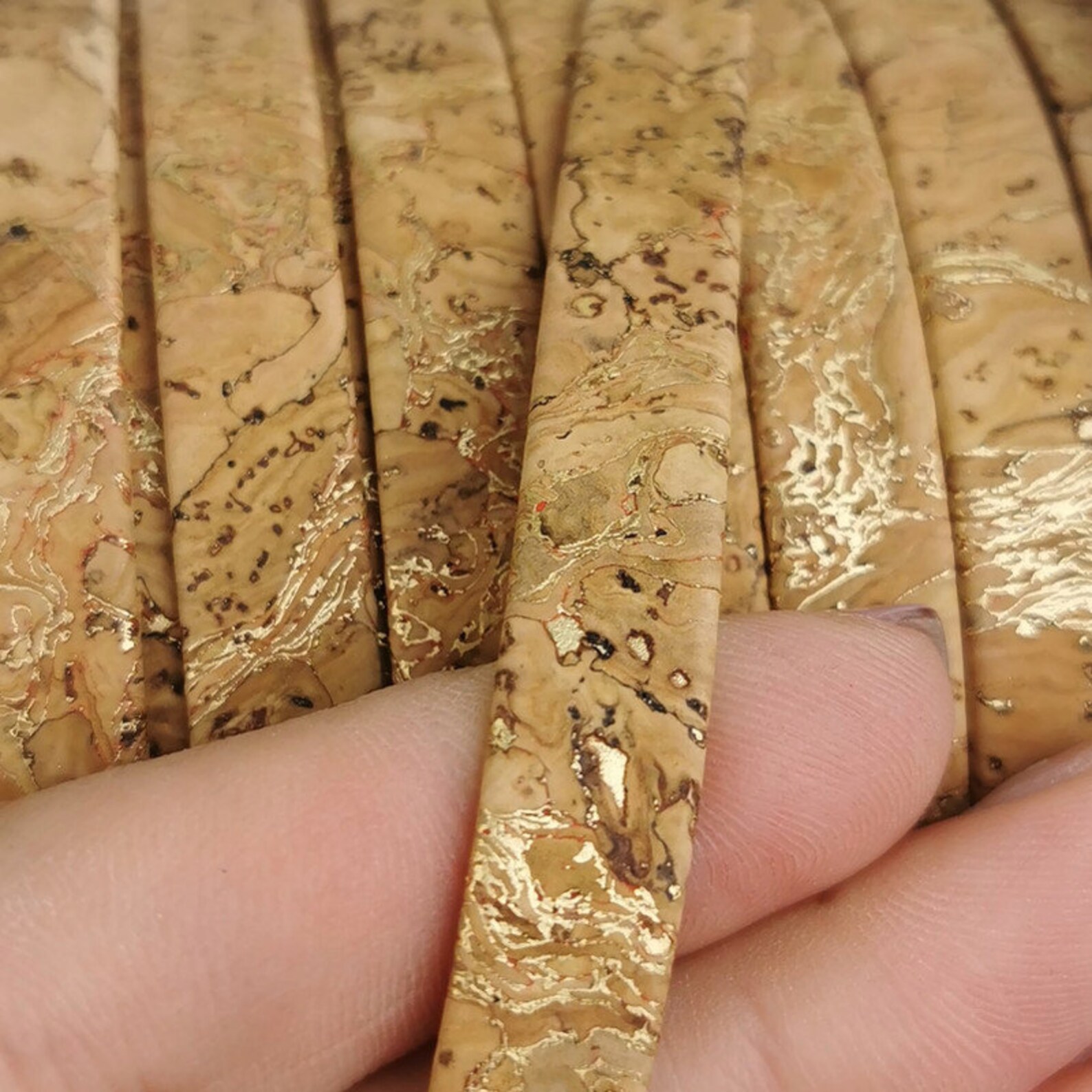10mm Golden Roots Cork Fabric Stripe 1 Meter Portuguese Flat | Etsy