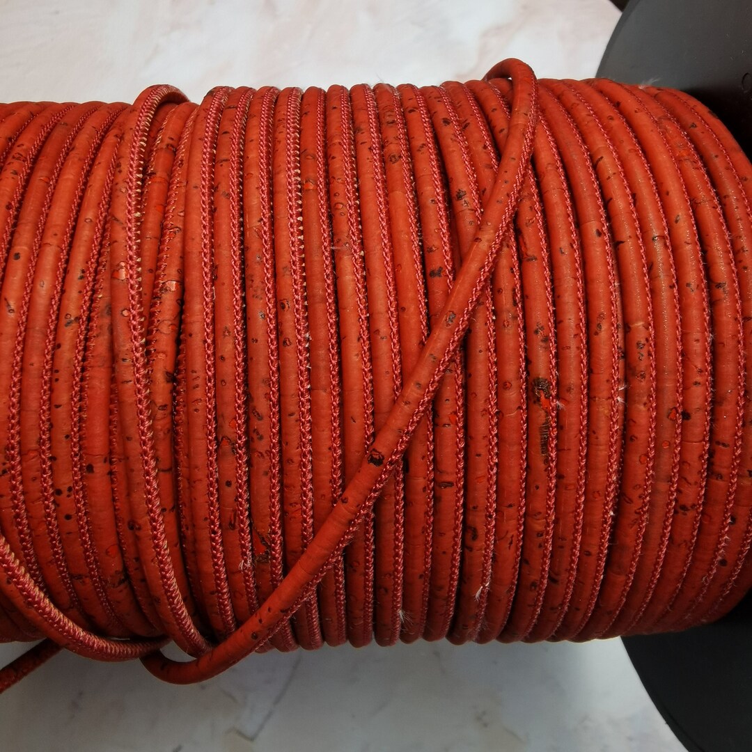 Cork Cord - 1 Meter/ 39 in - 3 Mm Genuine Cork Cord Coral Red REF-224 ...