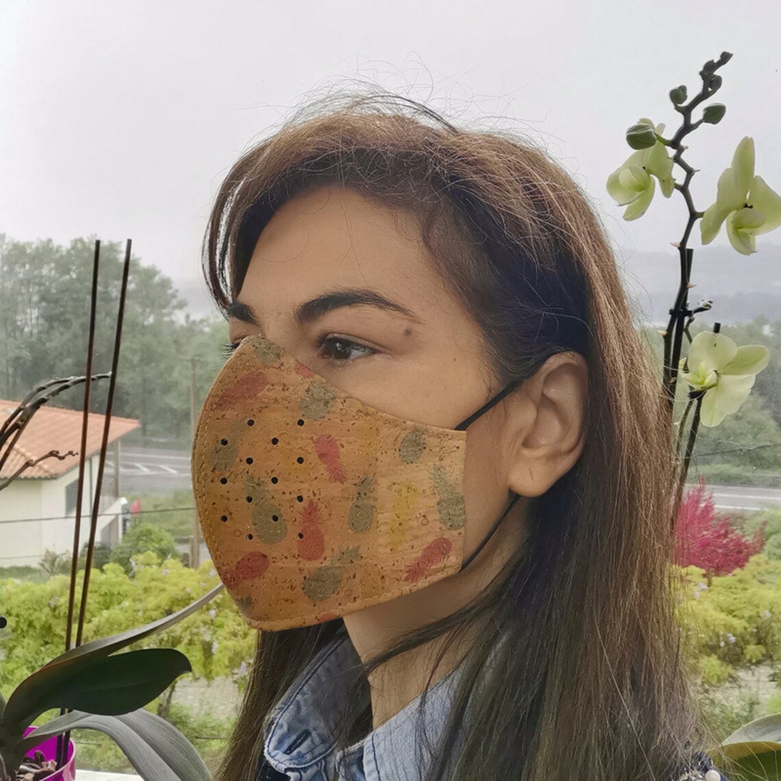 Protective face mask with Filter Colorful Pinneaple Cork | Etsy