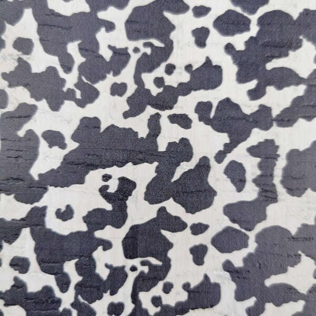 50 X 68 Cm Portuguese Cork Fabric, Cow Printed Pattern on White Rustic ...