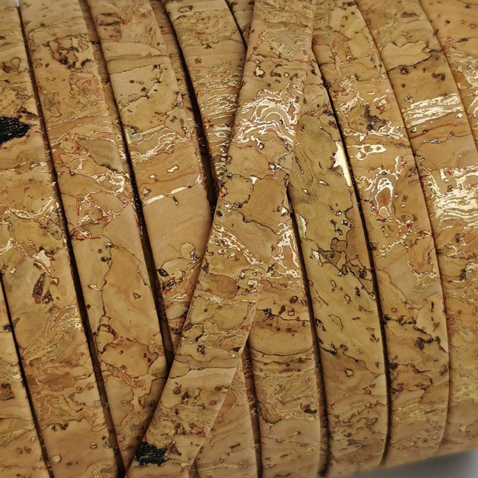 10mm Golden Roots Cork Fabric Stripe 1 Meter Portuguese Flat | Etsy