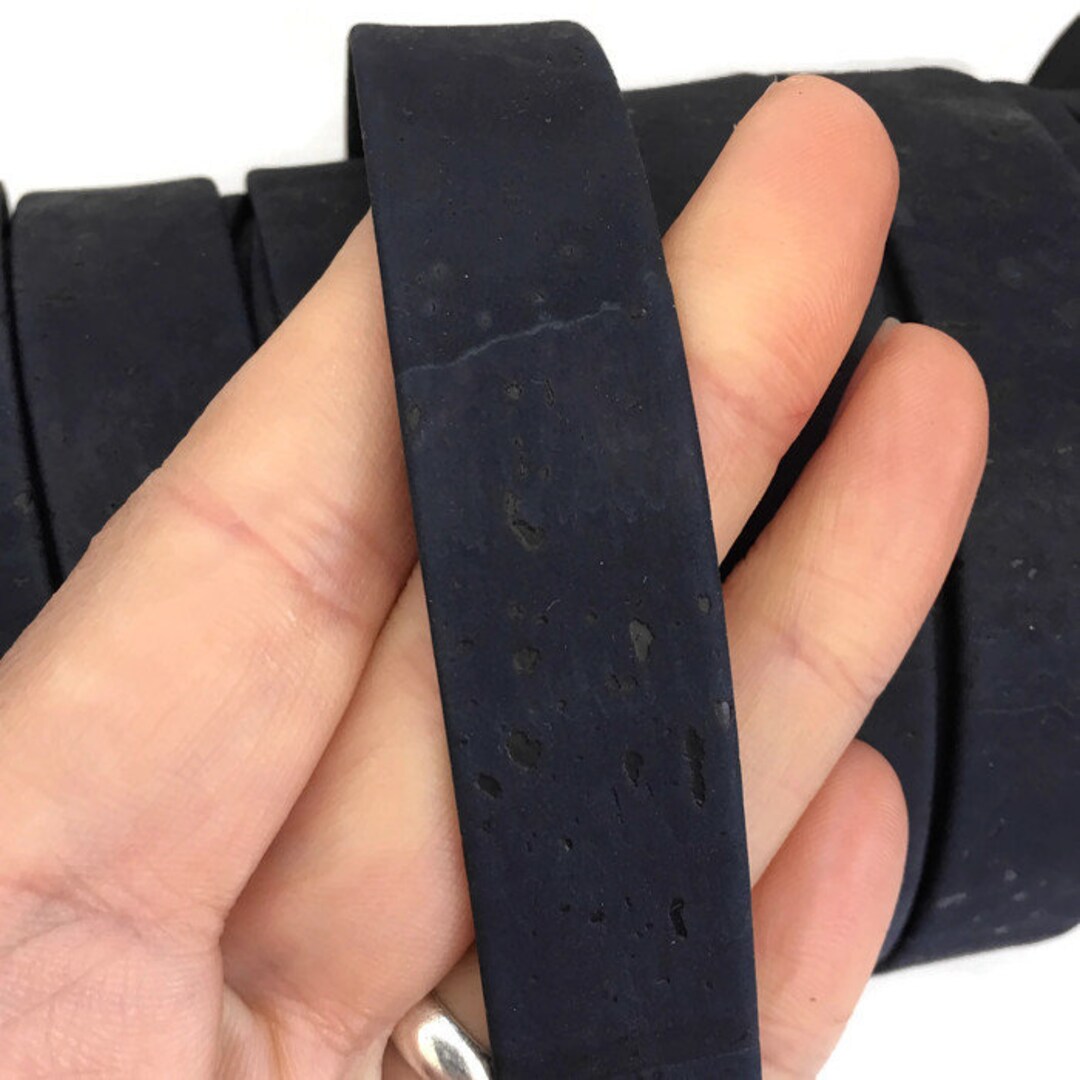 20mm Navy Blue Cork Strap, 1 Meter/ 39 in Flat Cork Leather Cord Blue ...