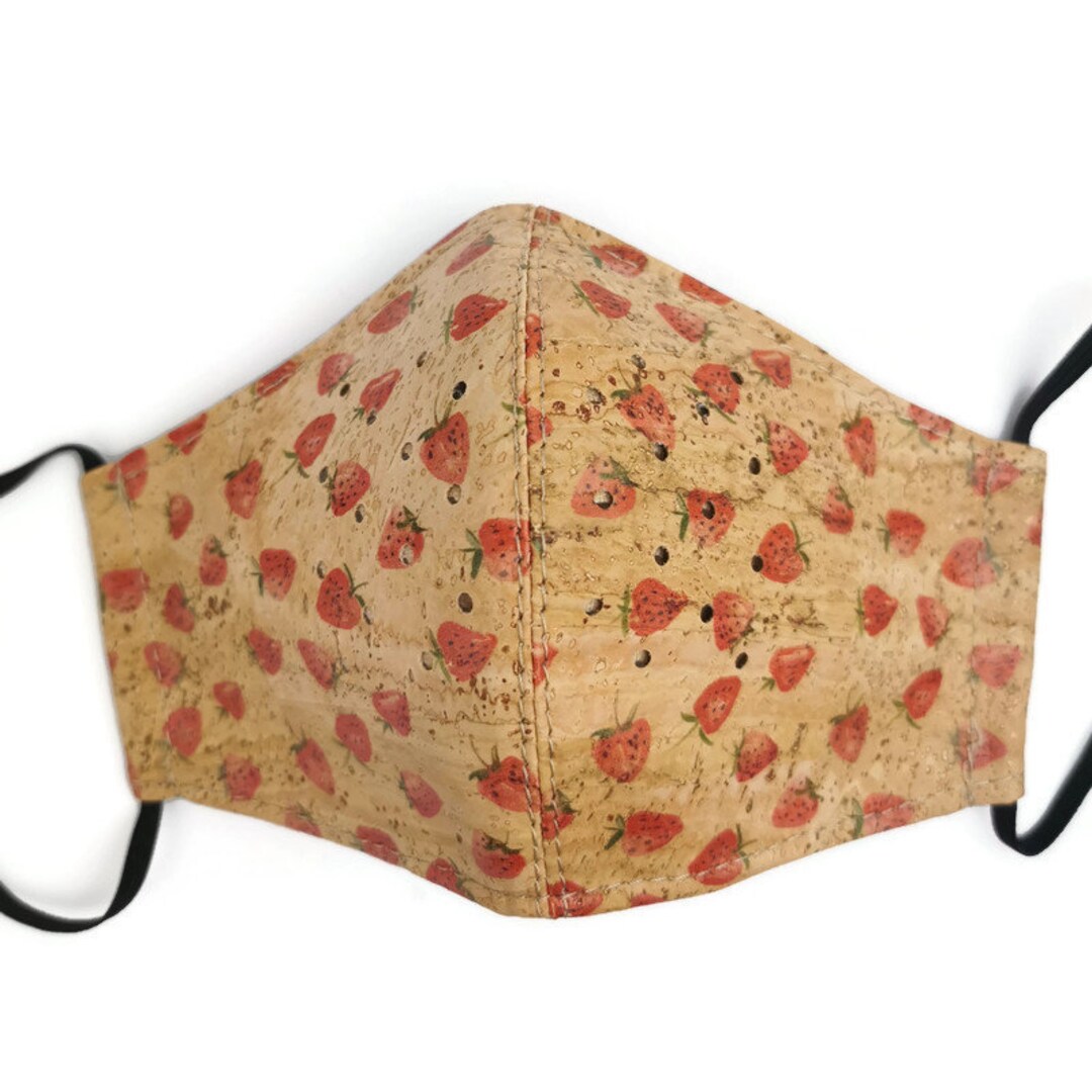 Protective Face Mask With Filter , Strawberry Cork Fabric Face Mask ...