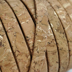 10mm Golden Roots Cork Fabric Stripe, 1 Meter Portuguese Flat Cork ...