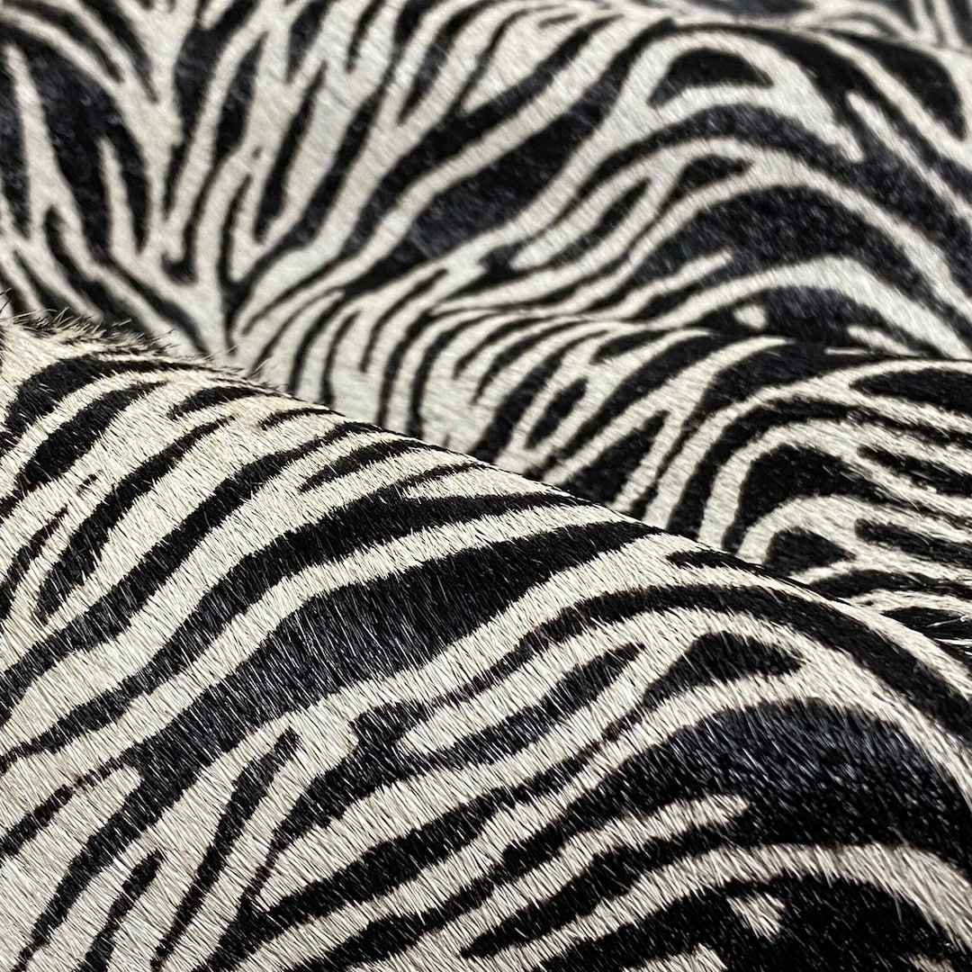 Zebra Pattern Leather on White Background 6x4 in Cut Piece (15x10 Cm) 1 ...