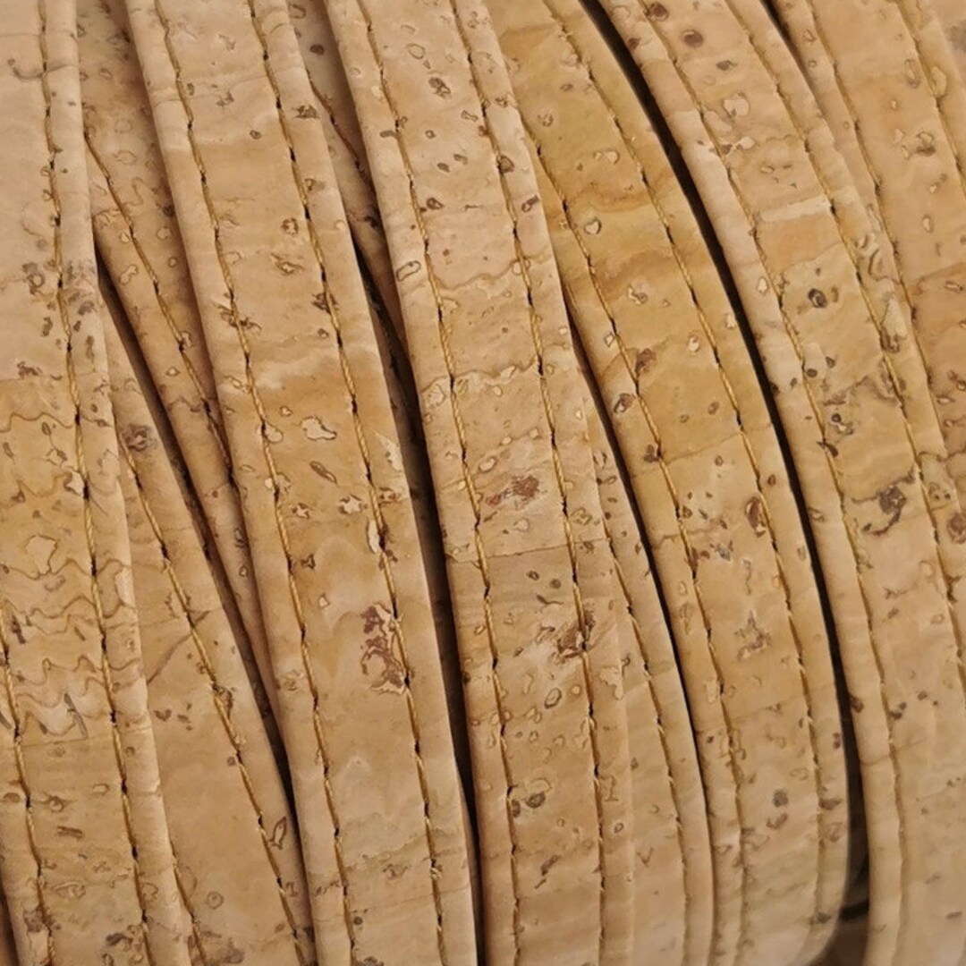 10mm Stitched Natural Cork Fabric Strip, 1 Meter Portuguese Stitched ...