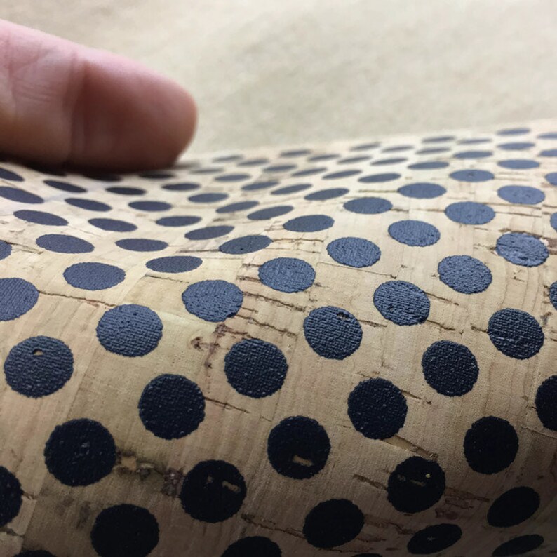 Cork Fabric Black Dots Print Cork Ecofriendly Made in - Etsy