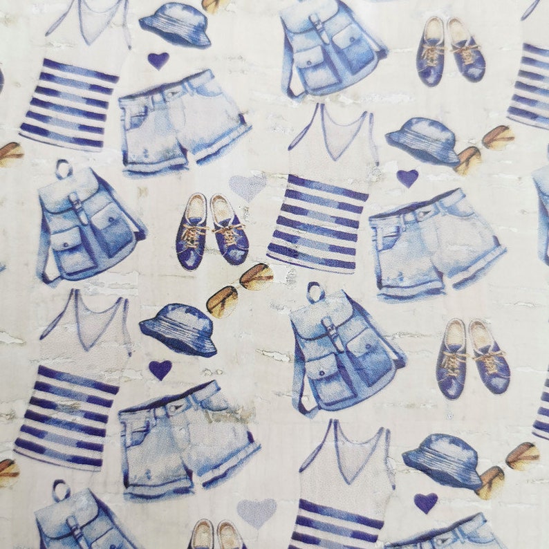 Portuguese Cork Fabric Summer Clothes Pattern on White Cork | Etsy