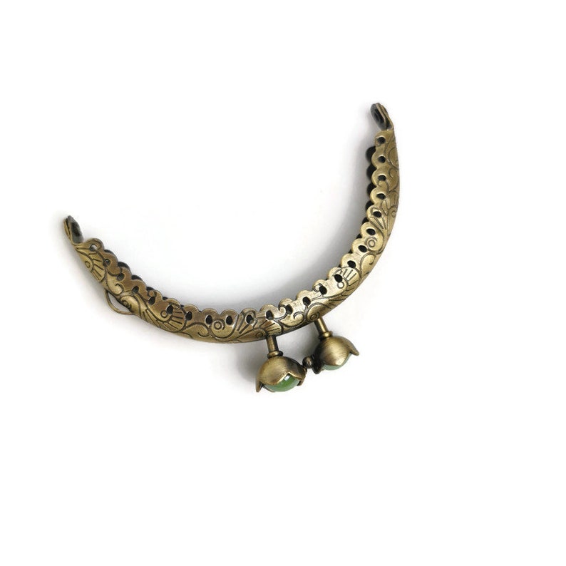 Purse Frame - 8.5cm Round Metal Purse Frame With Green Flower F8.5 ...