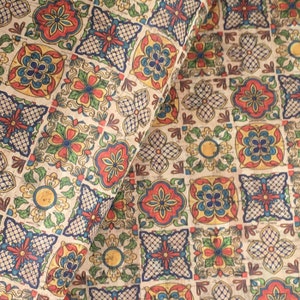 Cork Leather - Portuguese Cork Fabric, Portuguese Tile Pattern on ...