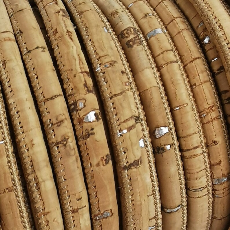 1 Meter - 5 Mm Genuine Cork Cord Silver Pigmentation (european Product ...