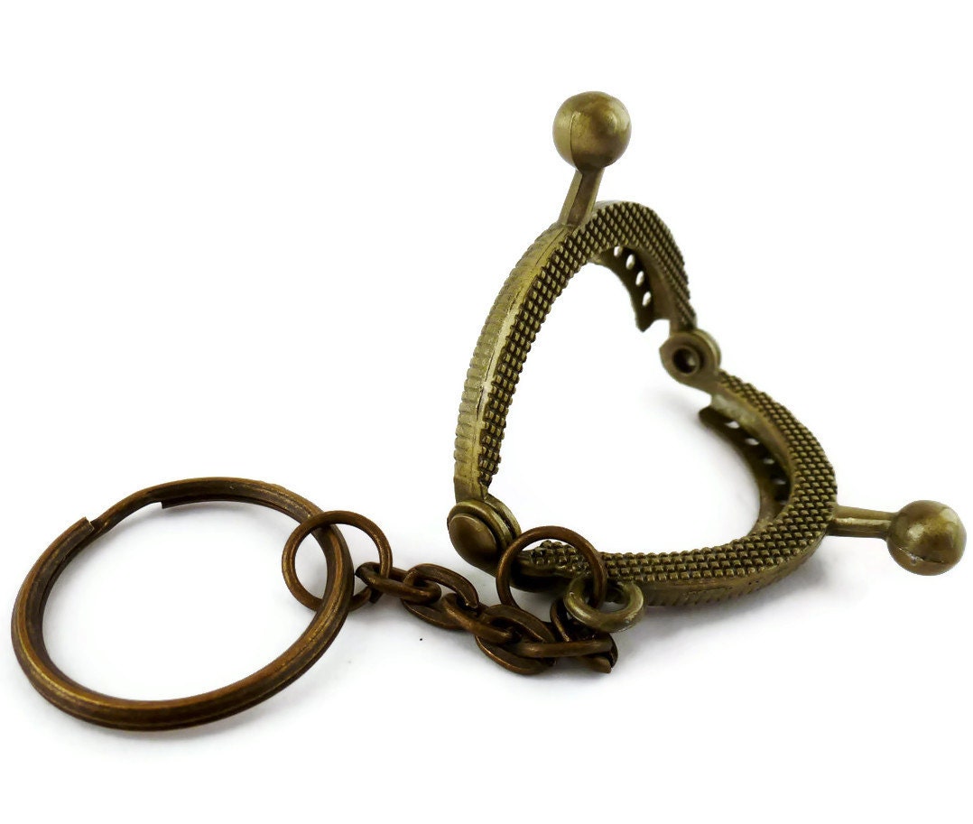 2 Units 4 Cm Fancy Purse Frame Antique Brass With Key Chain F4/045 - Etsy