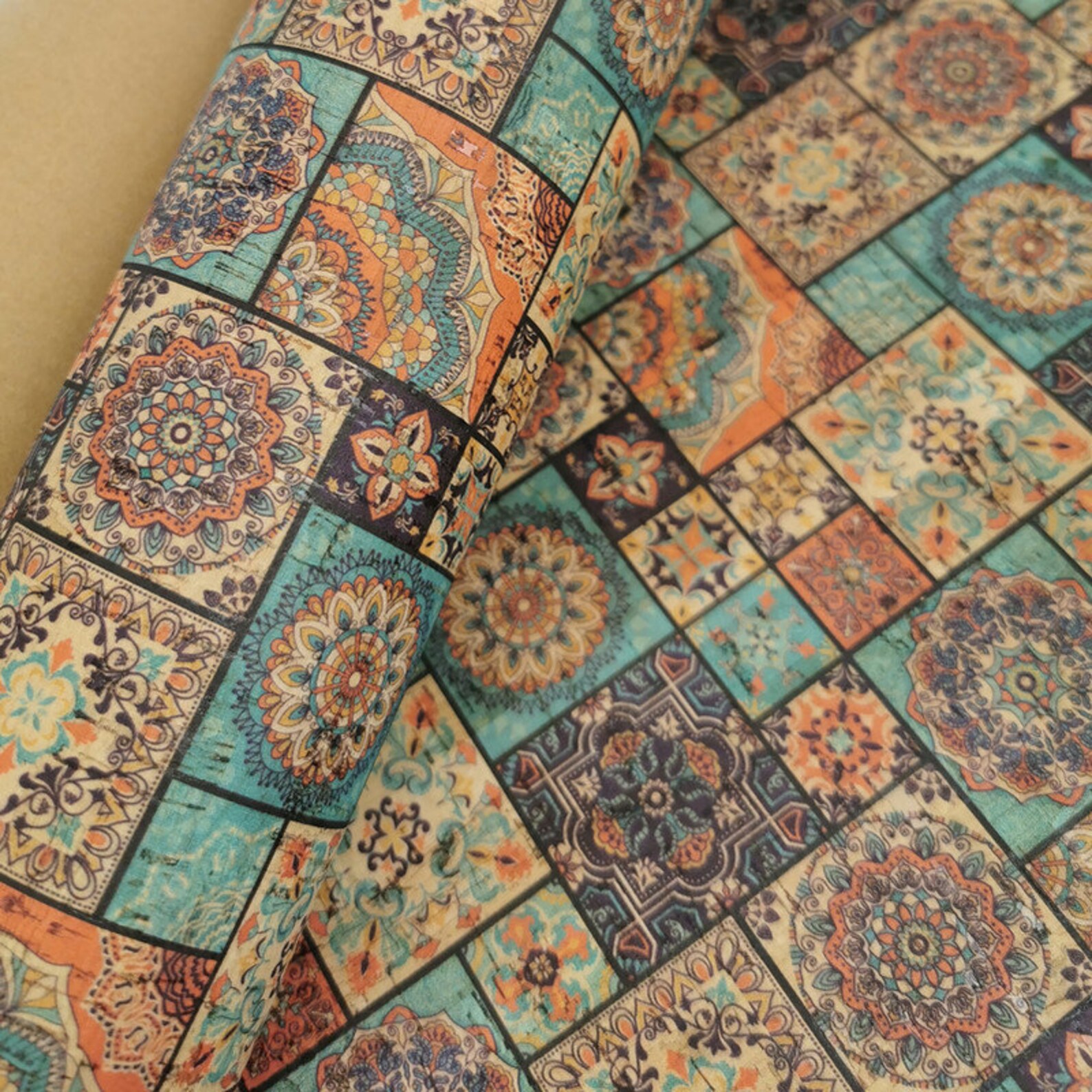 Portuguese Cork Fabric, Printed Pattern 68x50cm / 26.77''x19.69'', (80 ...