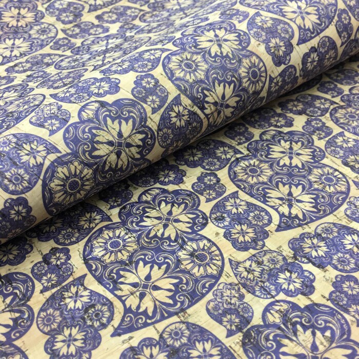 Portuguese cork fabricheart Printed pattern 68x50cm / | Etsy