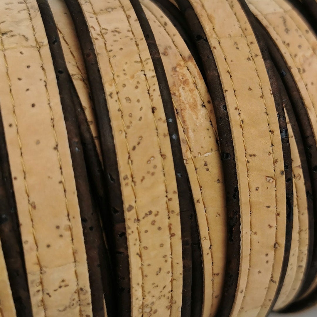 14mm Brown With Natural Cork Cord, 1 Meter Portuguese Flat Cork 14x2mm ...