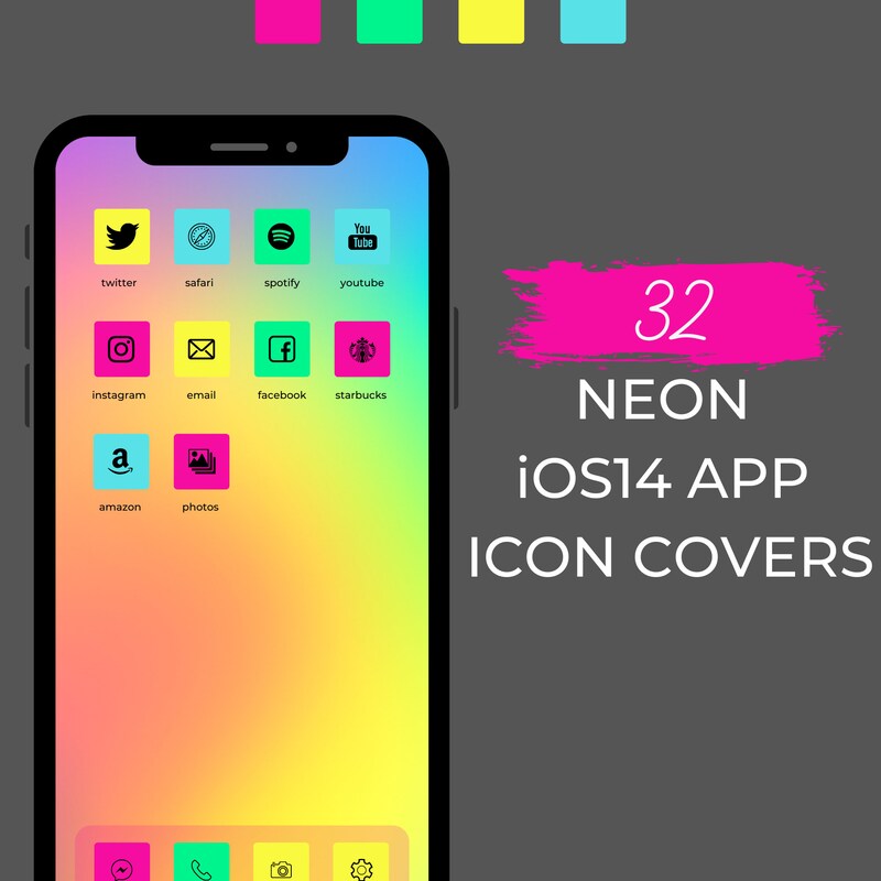 Neon Blue App Icons - Etsy