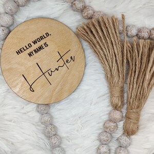 Hello World Name Plate for Baby, Baby Birth Announcement Sign, Name ...