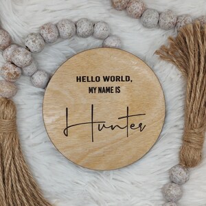 Hello World Name Plate for Baby, Baby Birth Announcement Sign, Name ...