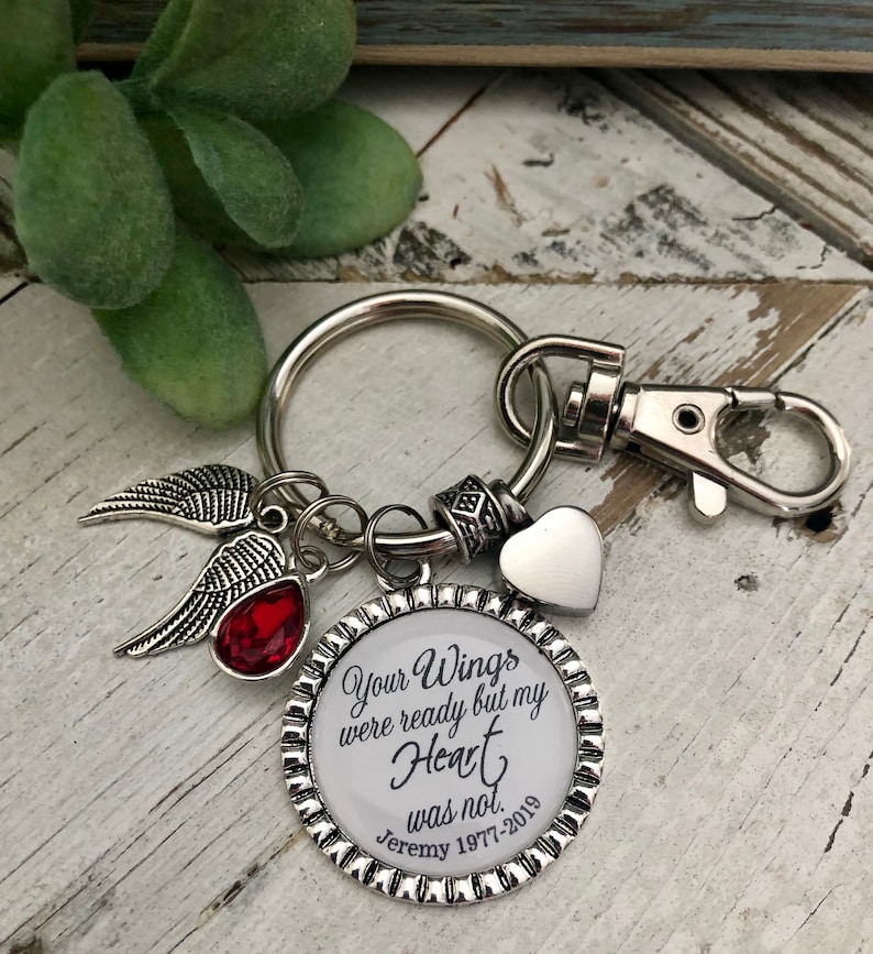 Personalized Cremation Keychain Your Wings Were Ready but My - Etsy