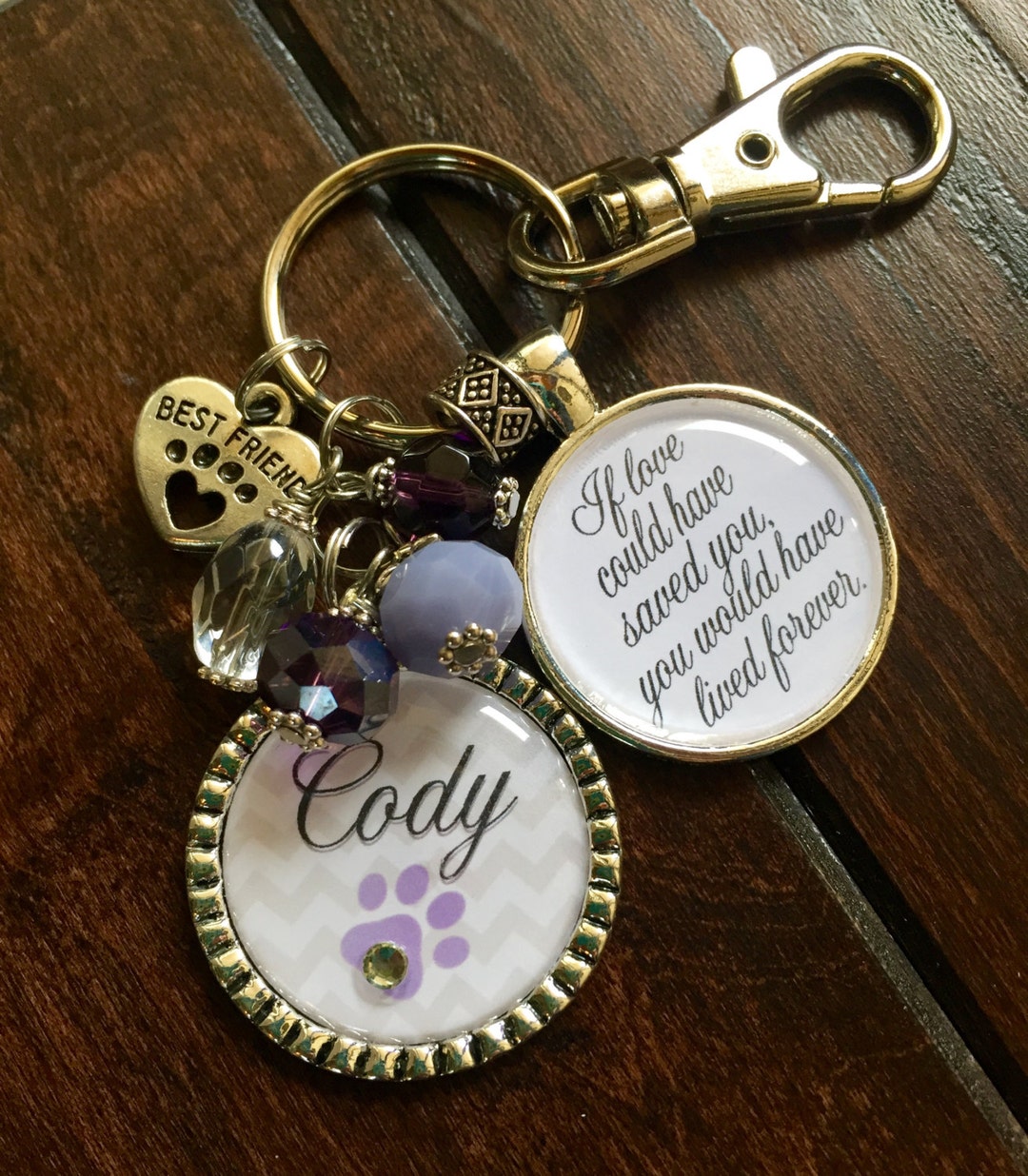 PERSONALIZED SYMPATHY KEYCHAIN, Loss of a Pet, Gift, Dog, Cat, If Love ...
