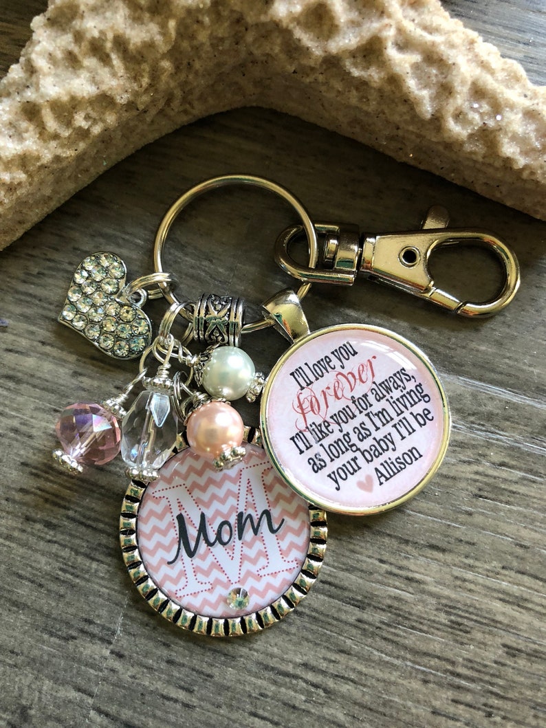 MOM GIFT Personalized Name keychain I'll love your | Etsy