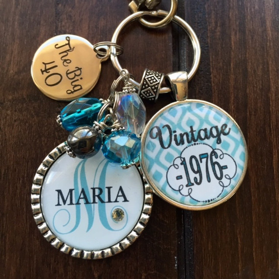Birthday Gift Personalized Vintage 40th Birthday Keychain Name - Etsy
