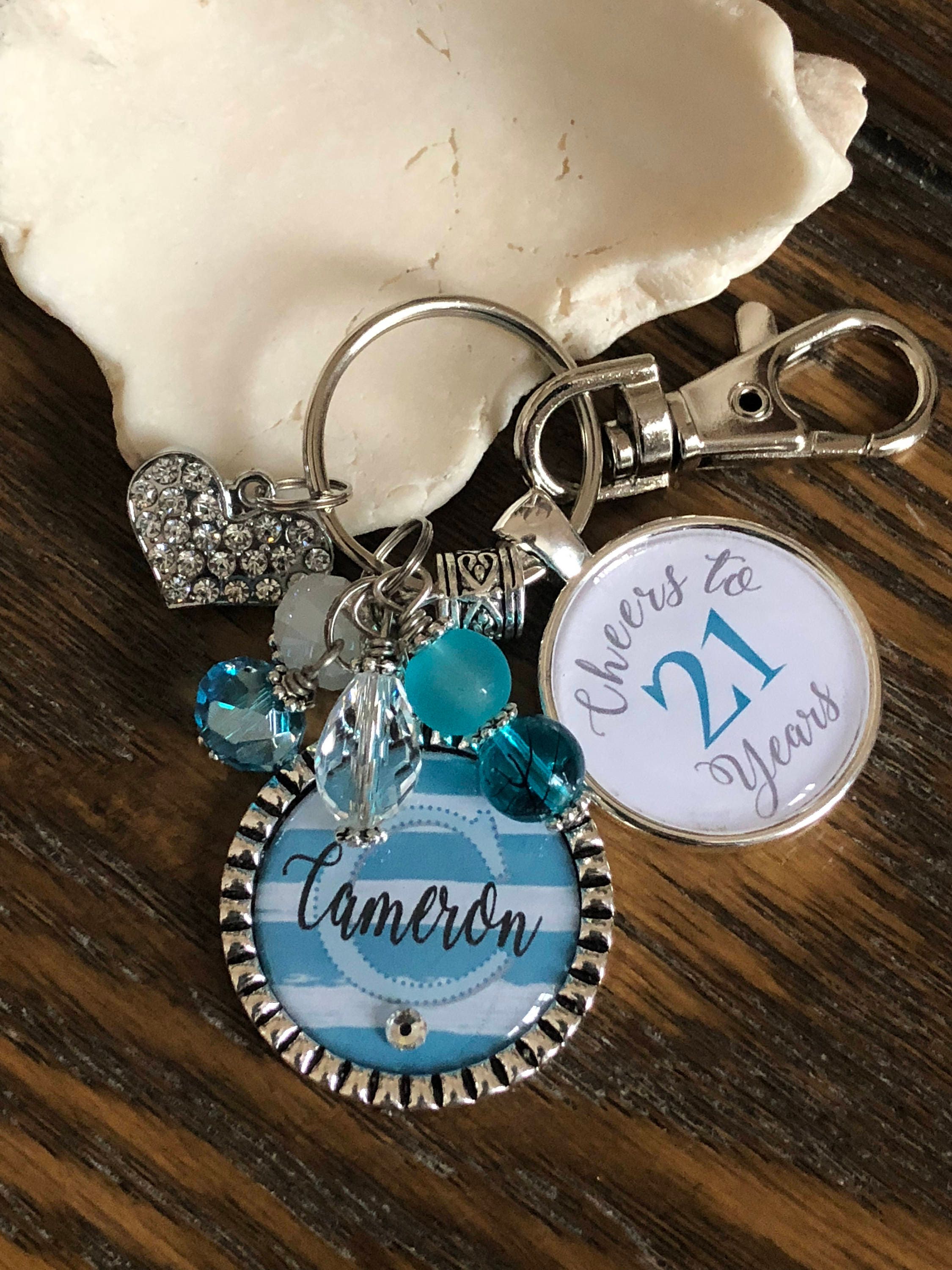 Cheers to 21 Years Custom Keychain or Necklace ~ Personalized Gift for ...