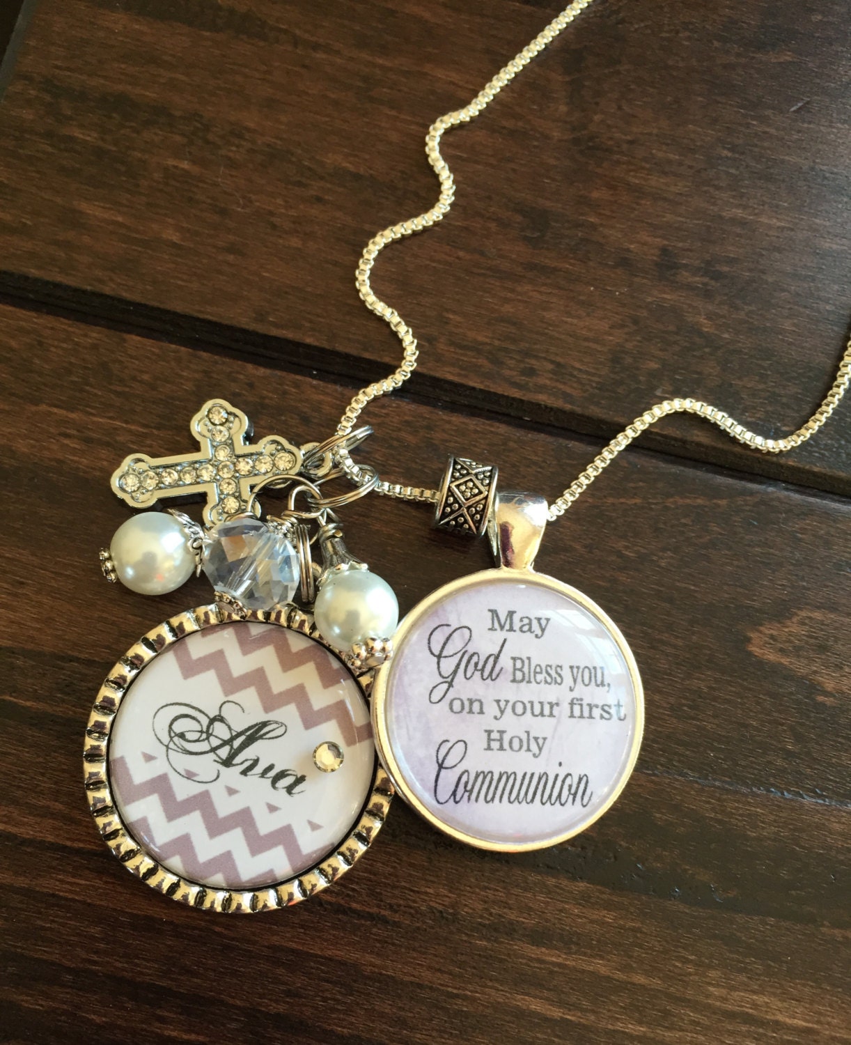 First Holy Communion necklace PERSONALIZED childrens name | Etsy