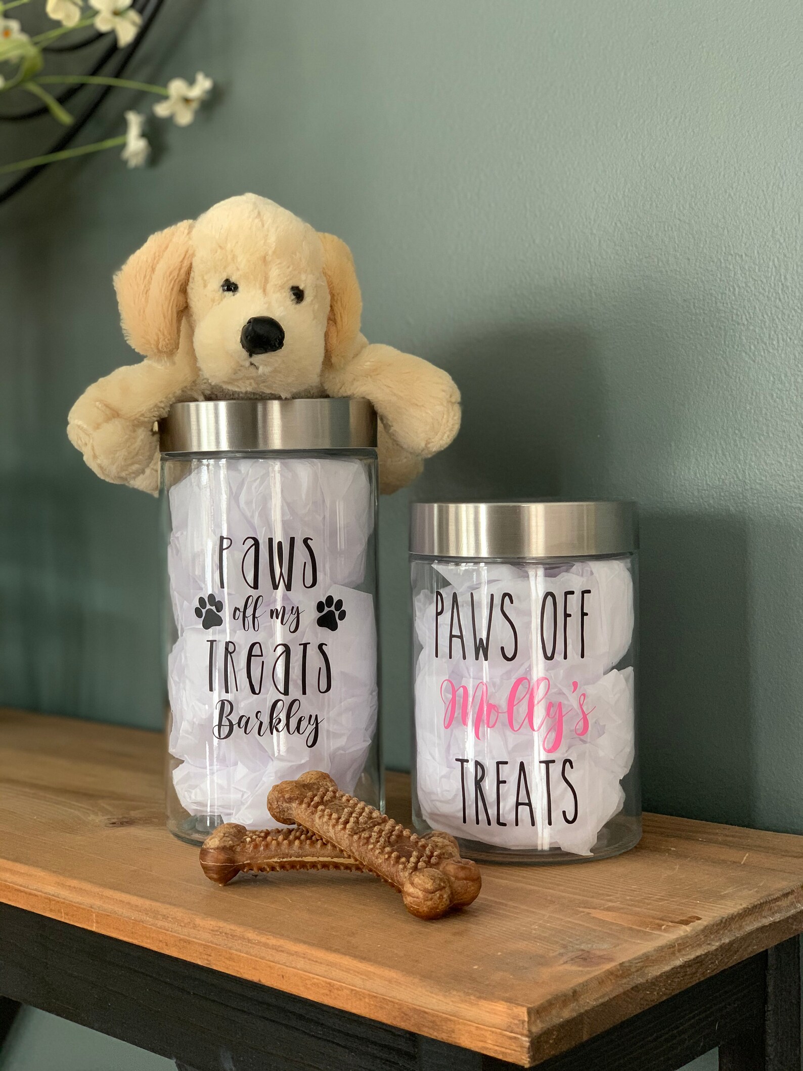 Personalized LG Dog Treat Jar Custom Dog Treat Jar | Etsy