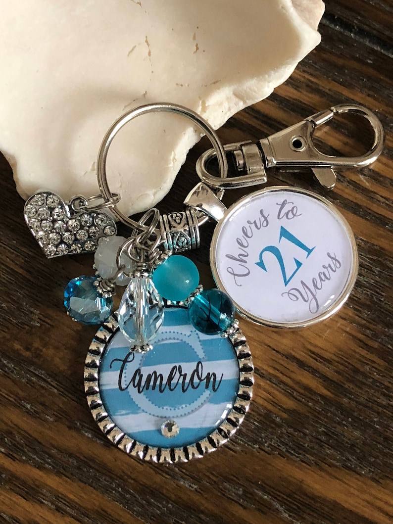 Cheers to 21 Years Custom Keychain or Necklace Personalized - Etsy