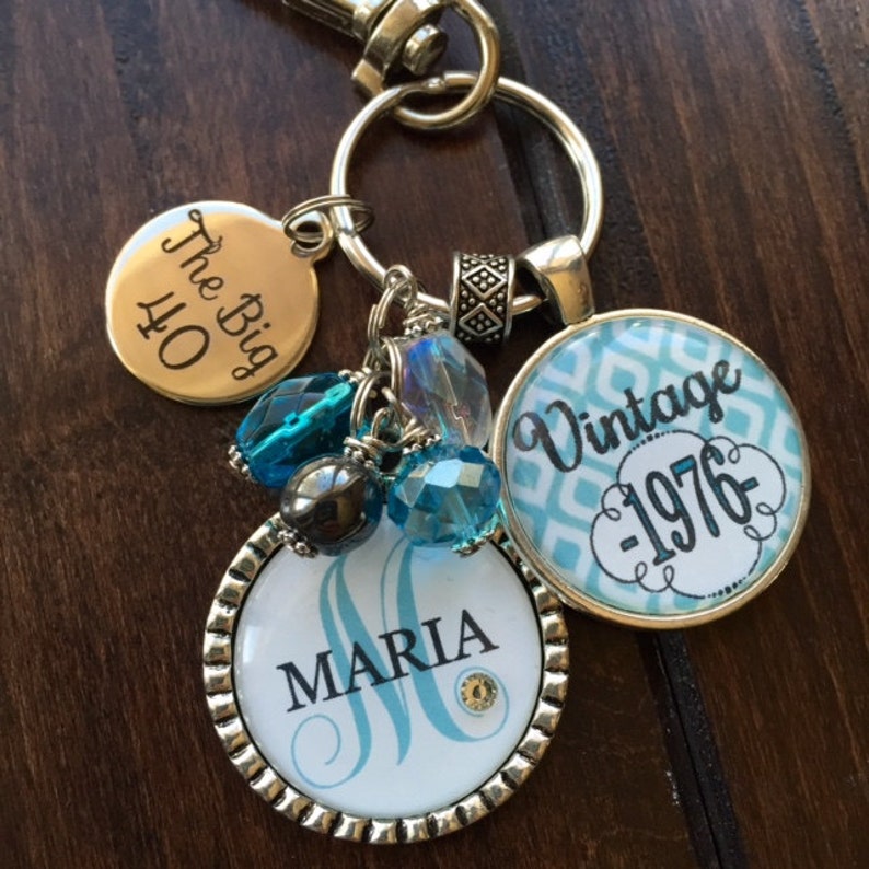 Birthday Gift Personalized Vintage 40th Birthday Keychain Name - Etsy