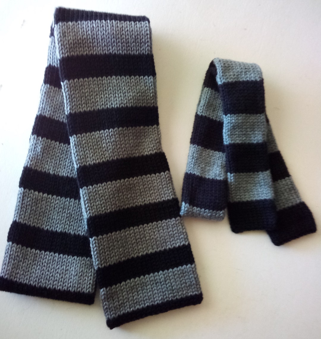 Gru and Gru Jr Style Scarf Black & Grey/gray Long Striped Handmade Knit ...